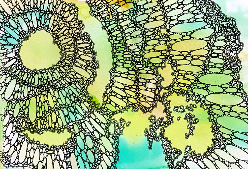 CELL SERIES, cells, microcosm and macrocosm abstract art - Turquoise Tree